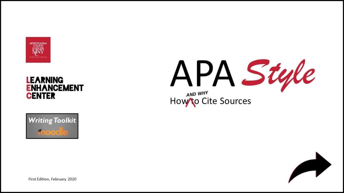 Getting Familiar with APA Style - MCNY